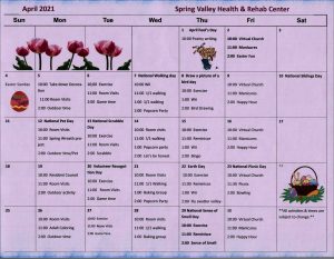 April 2021 Activity Calendar - Spring Valley Senior Living and Health ...