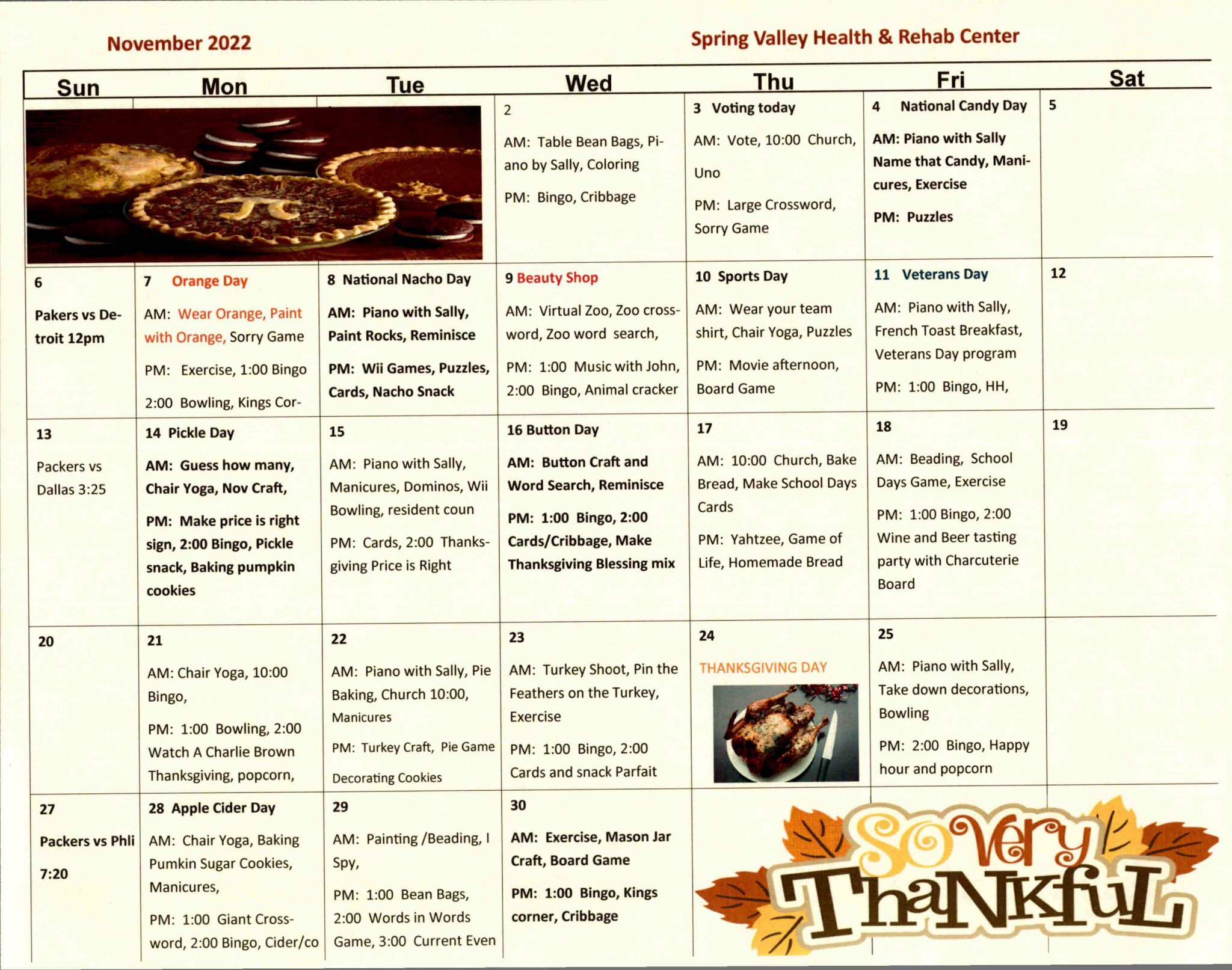 November 2022 Activity Calendar - Spring Valley Senior Living and ...