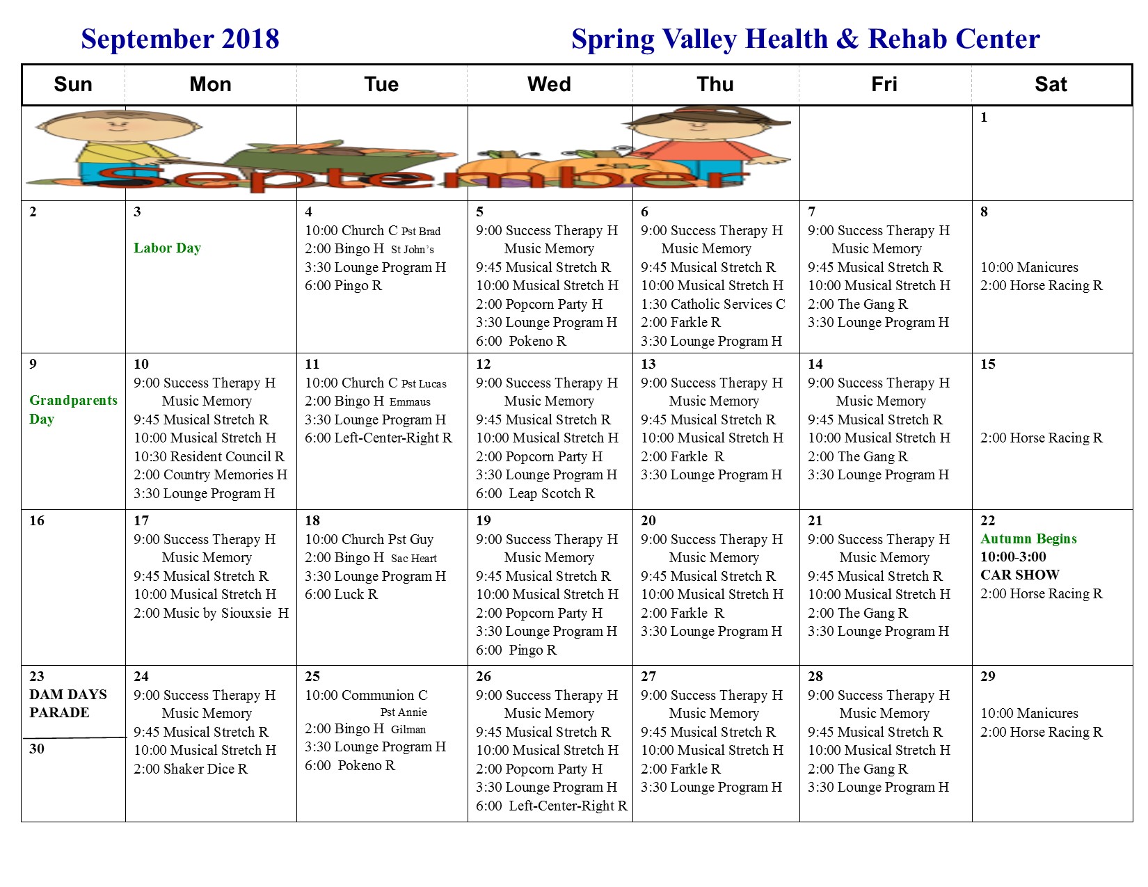 September Activity Calendar - Spring Valley Health & Rehabilitation Center